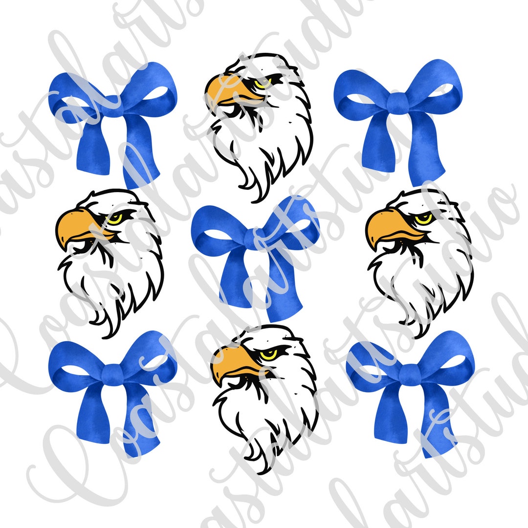 Eagles Blue Coquette Bow Png Sports Sublimation Design Mascot Graphic ...