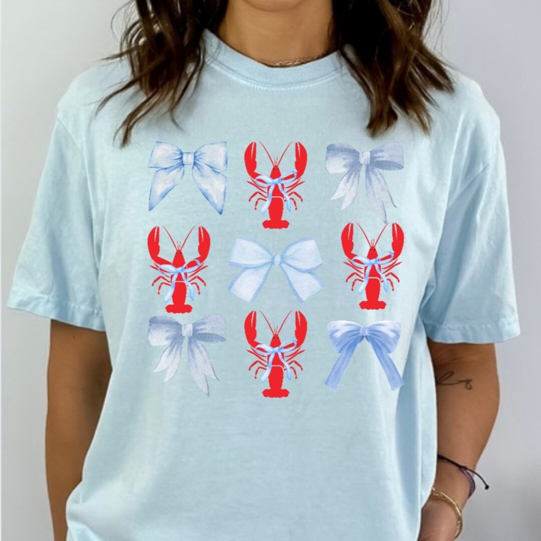 Beachy Summer Coquette PNG Lobster Blue Bow Sublimation Design Summer ...