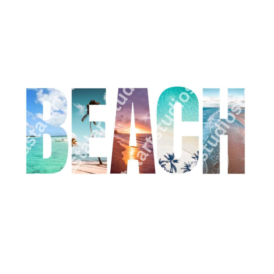 Beach PNG Beach Scene Letters Sublimation Design Beach Graphic for ...