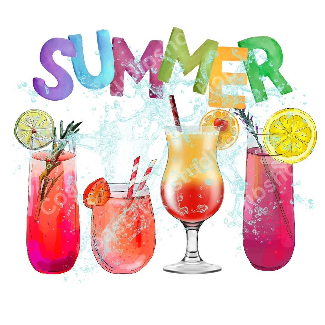 Summer Cocktails PNG Drinks Sublimation Design Mocktails Graphic Summer ...