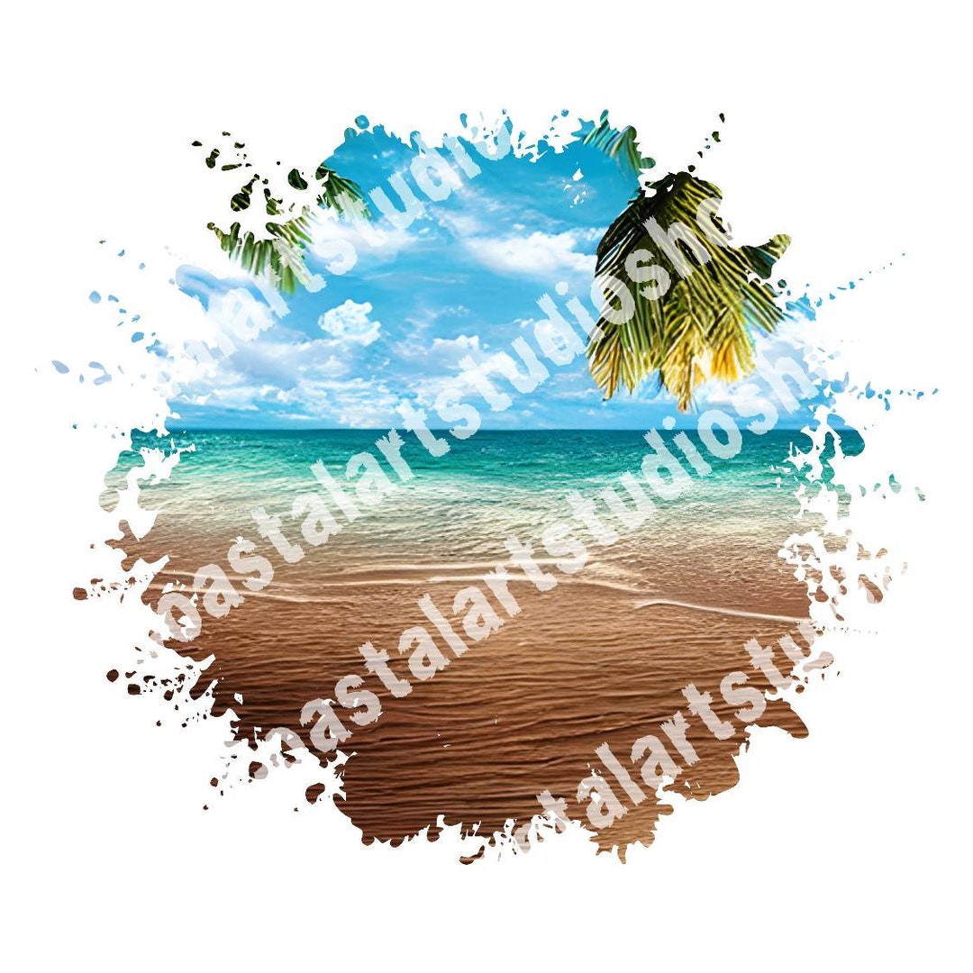 Beach Scene Splatter PNG Beach Sublimation Design Tropical Background ...
