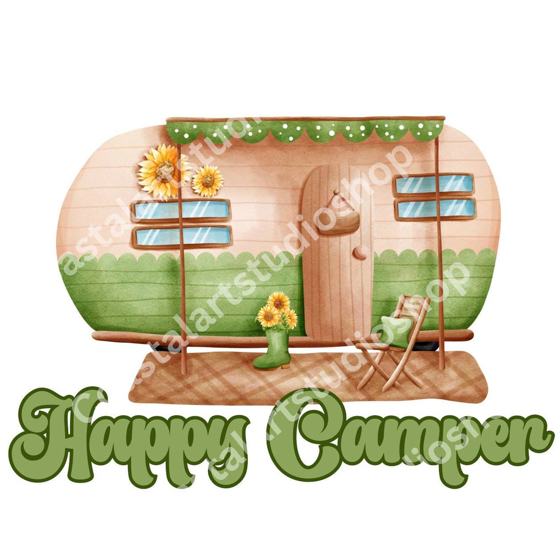 Happy Camper PNG Retro Camping Sublimation Design for Tshirts Tumblers ...