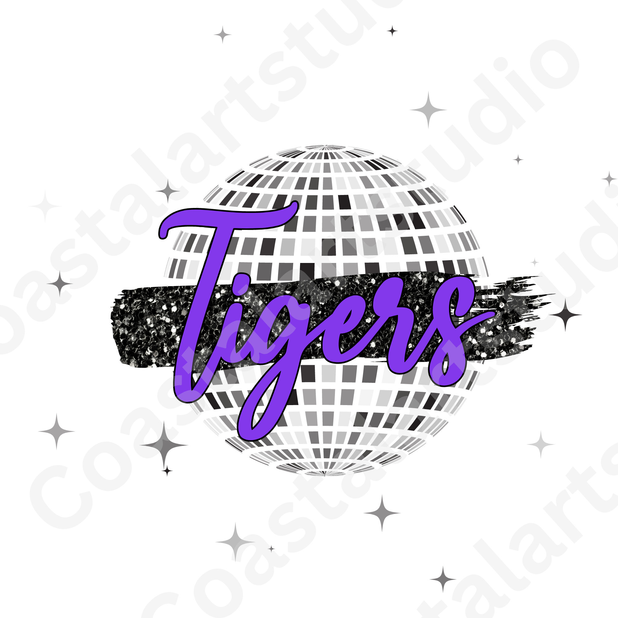 Tigers Disco Ball PNG Team Mascot Sublimation Design Sports - Etsy