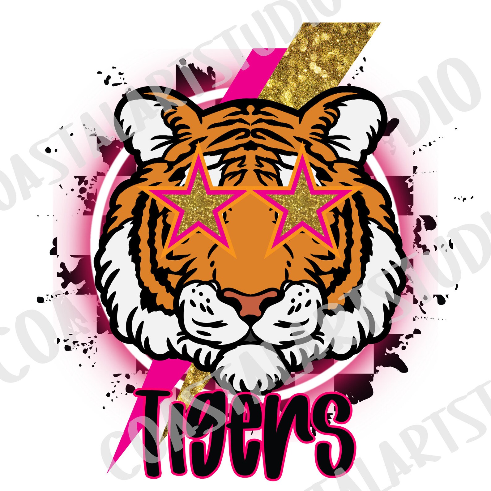 Tigers PNG Neon Pink Retro Sublimation Design Sports Mascot Png Team ...