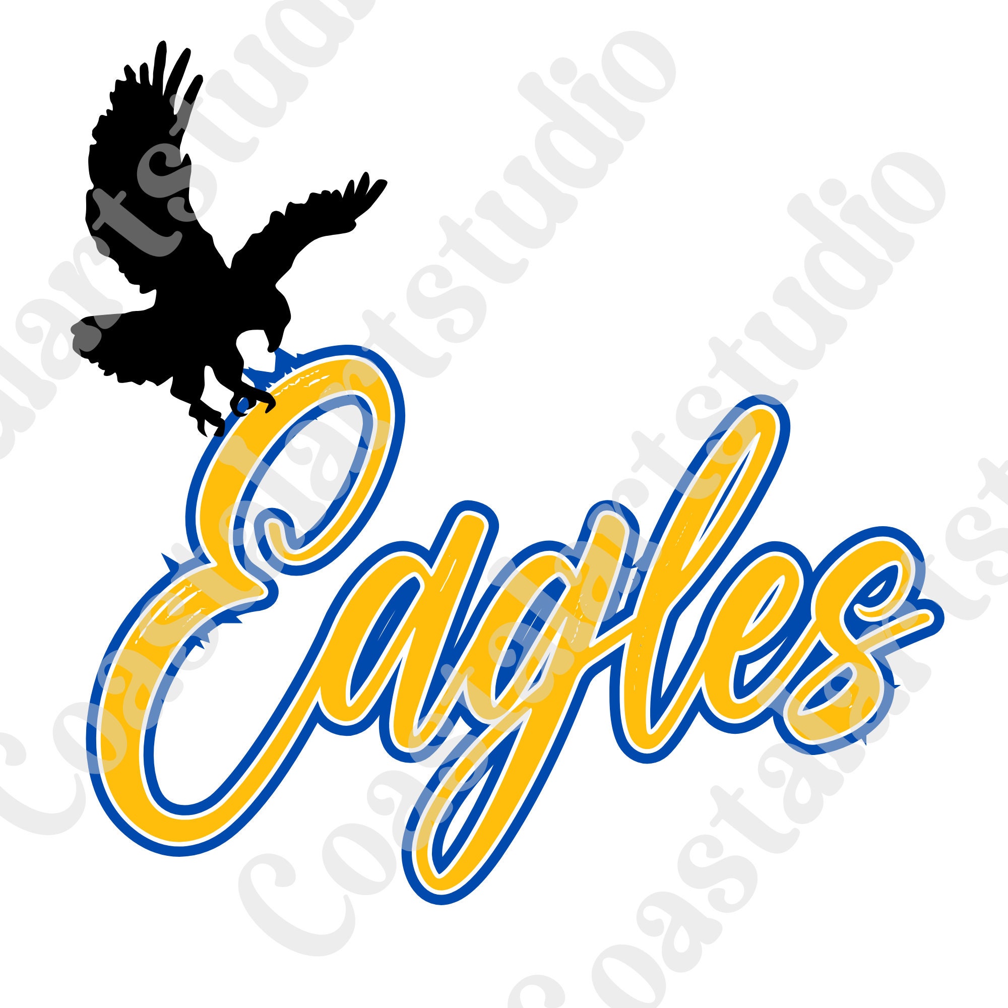 Eagles PNG Script Sublimation Design Blue Yellow Eagles Graphic for ...