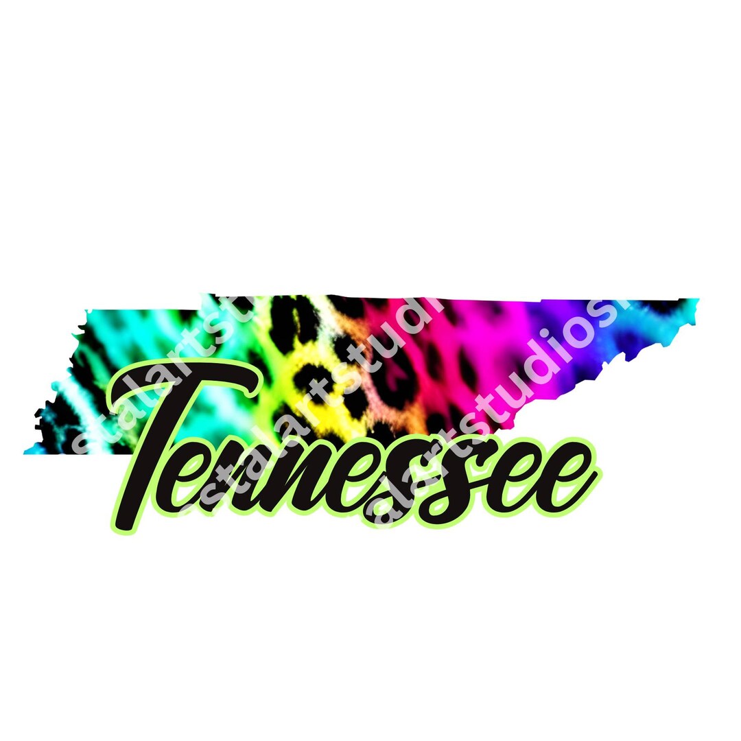 Tennessee Neon Leopard PNG Tennessee Map Sublimation Design Neon ...