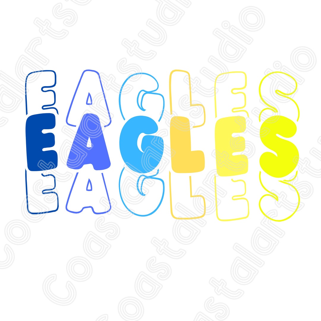 Eagles Stacked Font PNG Sublimation Design Blue Gold Yellow Eagles ...