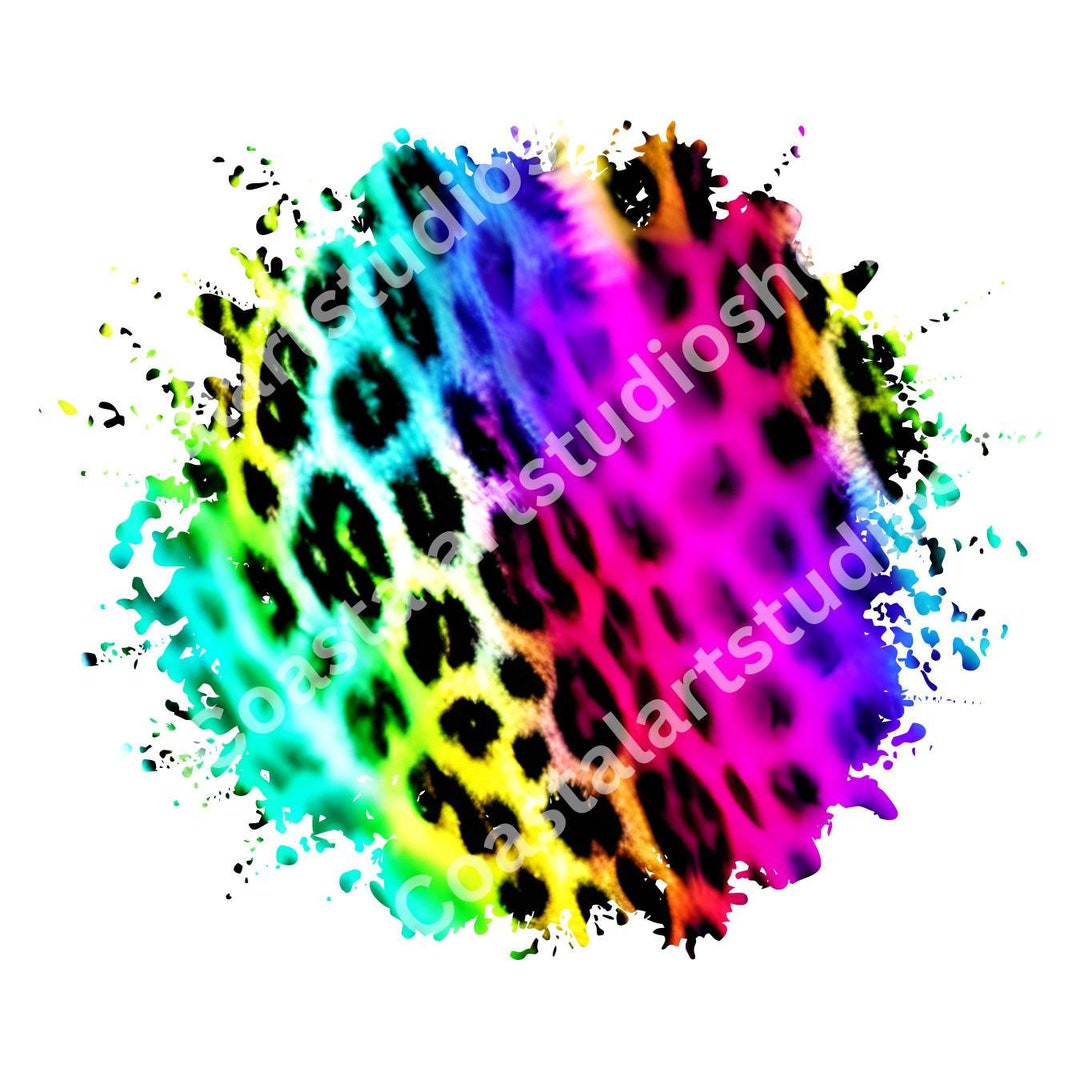 Neon Leopard Splatter Paint PNG 90's PNG Sublimation Design Background ...