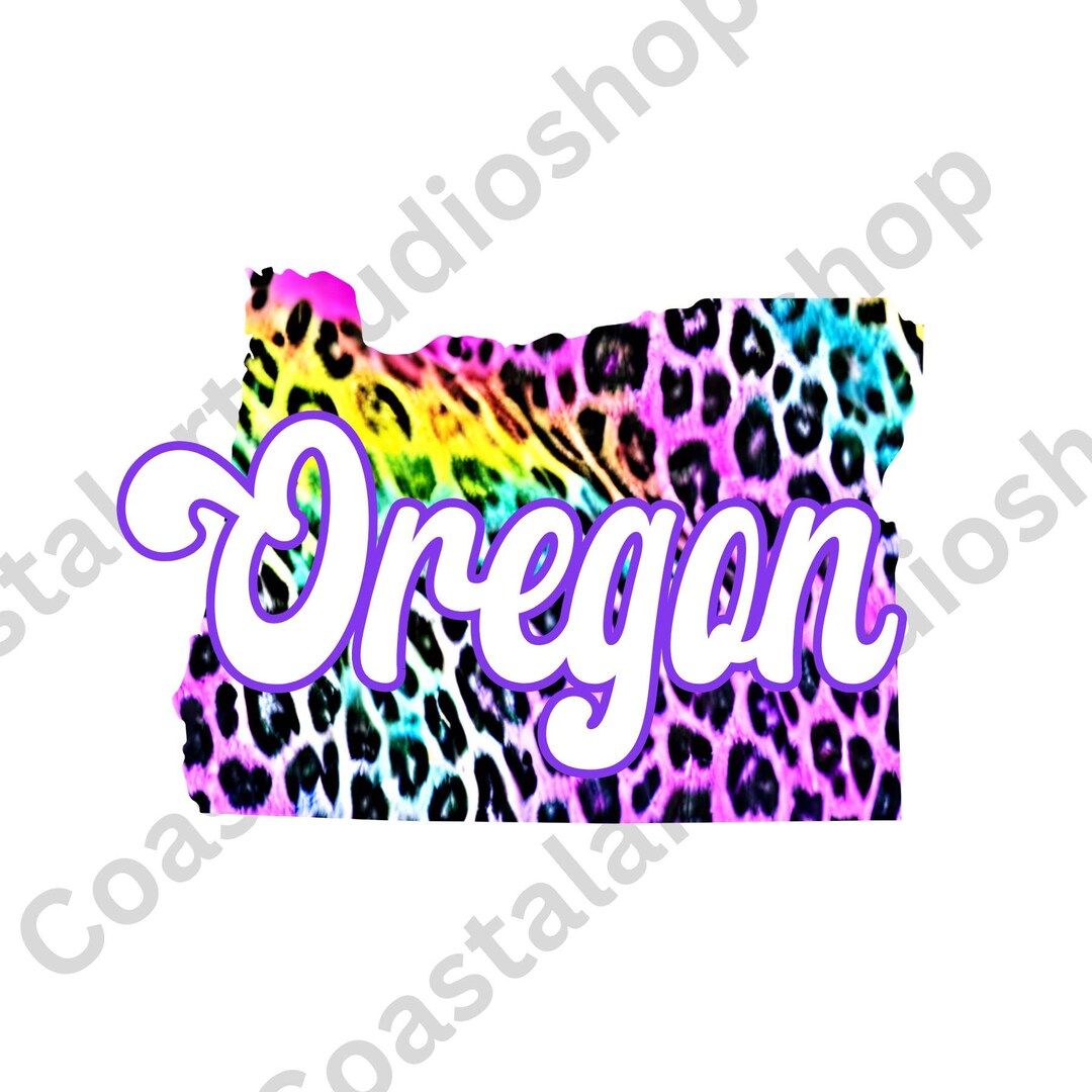 Oregon Neon Leopard PNG Sublimation Design Oregon Png for Tshirts Tote ...