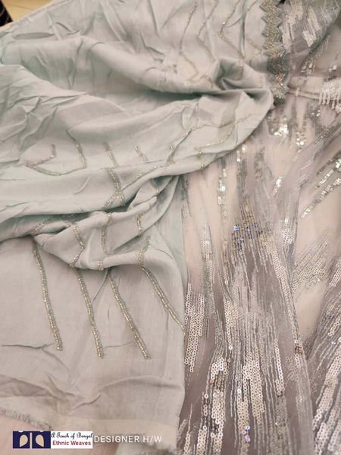 Beautiful Sequence Saree With Cutwork Cut Dana Handwork Border - Etsy