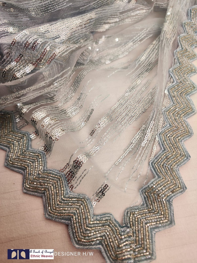 Beautiful Sequence Saree With Cutwork Cut Dana Handwork Border - Etsy