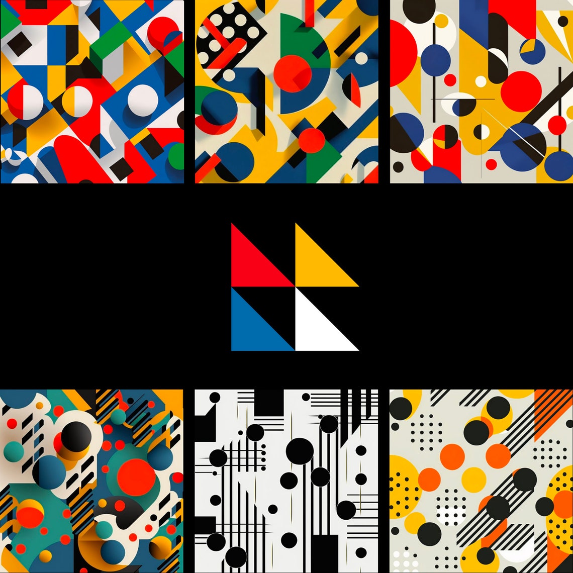 Printable Bauhaus Digital Patterns, Printable Scrapbook Papers, Bauhaus ...