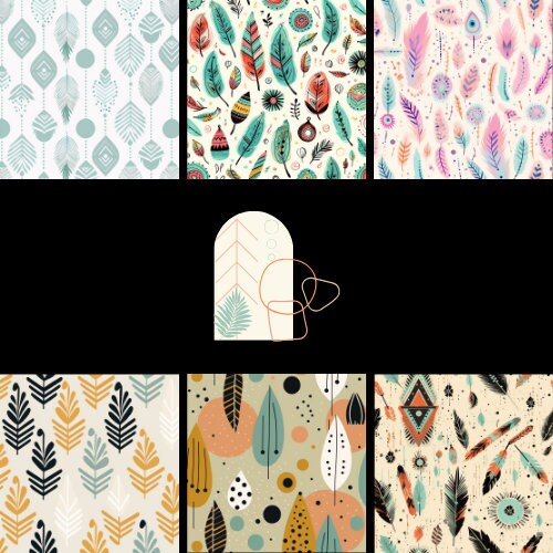 Printable Boho Digital Patterns, Printable Scrapbook Papers, Boho Print ...