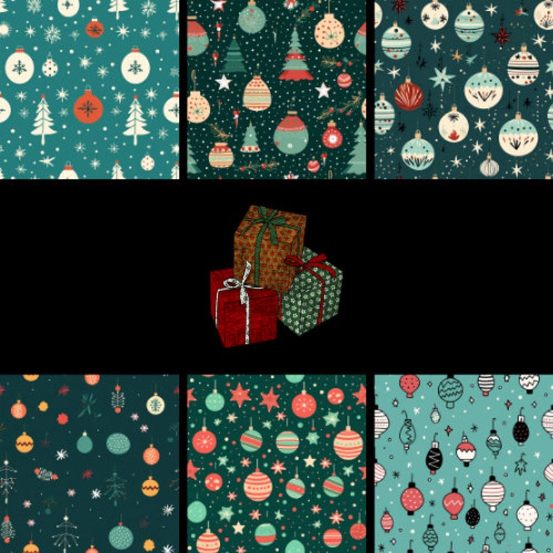 Printable Christmas Digital Patterns, Printable Scrapbook, Christmas ...