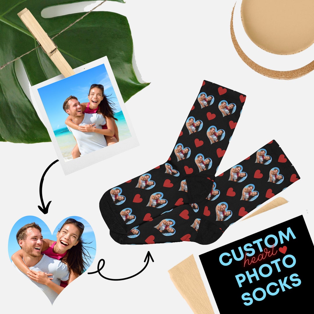 Custom Heart Socks, Personalized Photo Socks, Picture Socks, Custom ...
