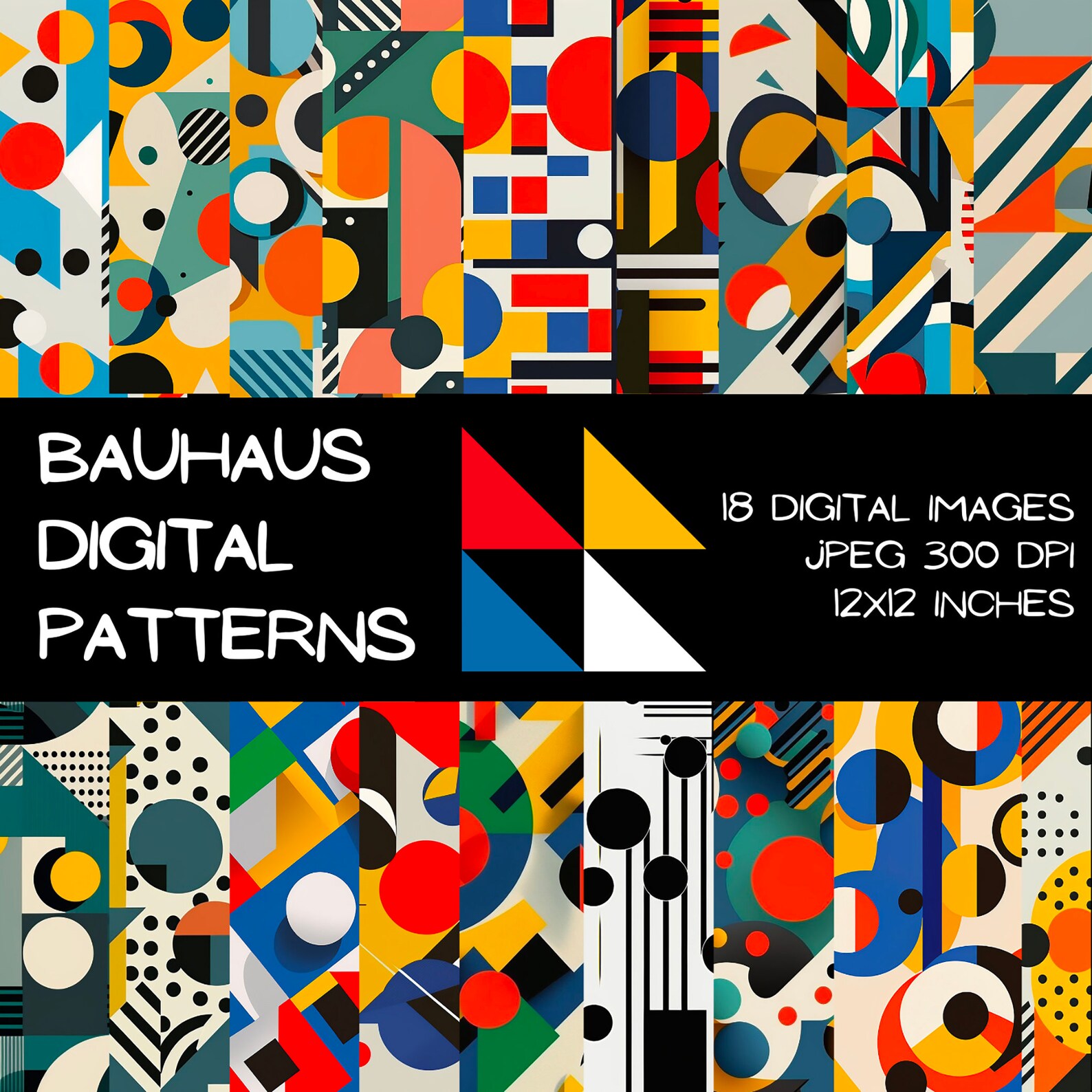 Printable Bauhaus Digital Patterns, Printable Scrapbook Papers, Bauhaus ...