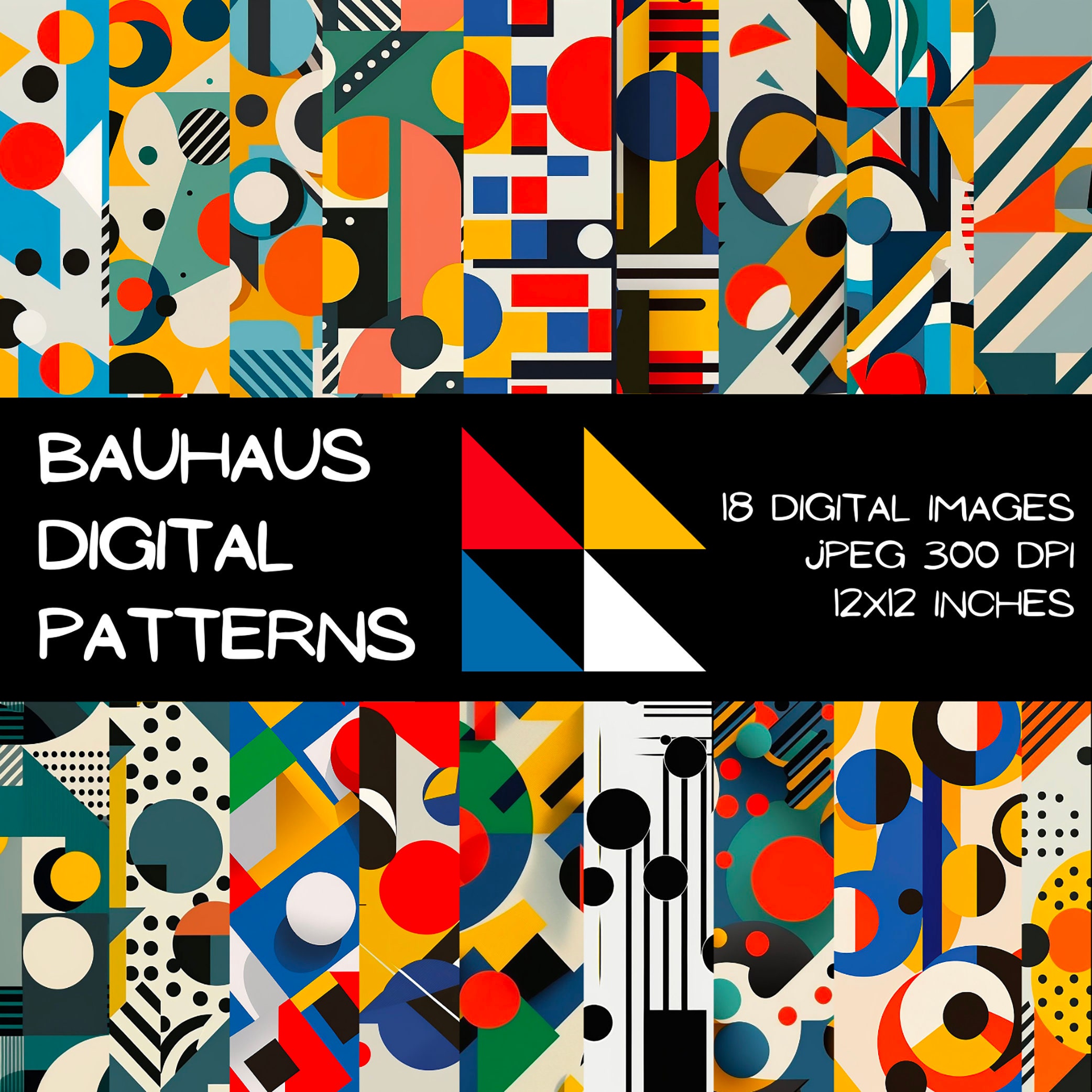 Printable Bauhaus Digital Patterns, Printable Scrapbook Papers, Bauhaus ...