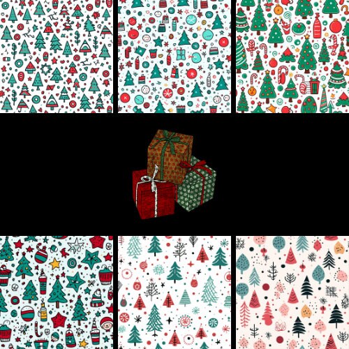 Printable Christmas Digital Patterns, Printable Scrapbook, Christmas ...