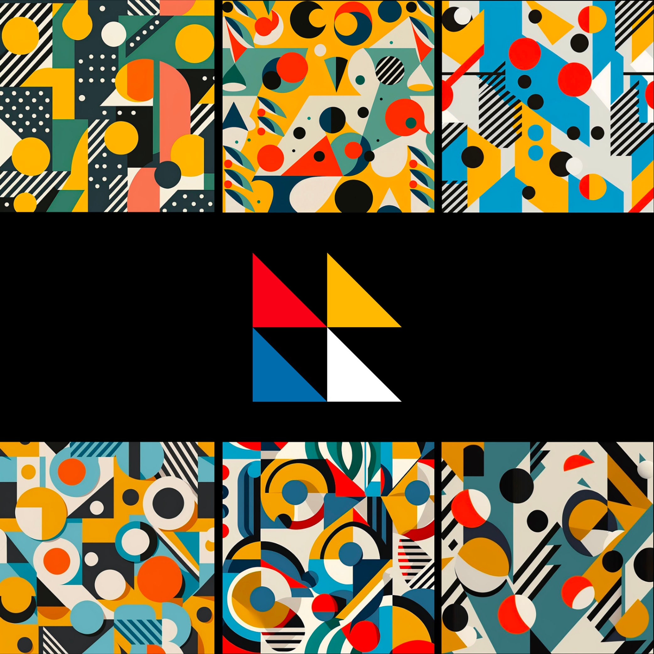 Printable Bauhaus Digital Patterns, Printable Scrapbook Papers, Bauhaus ...