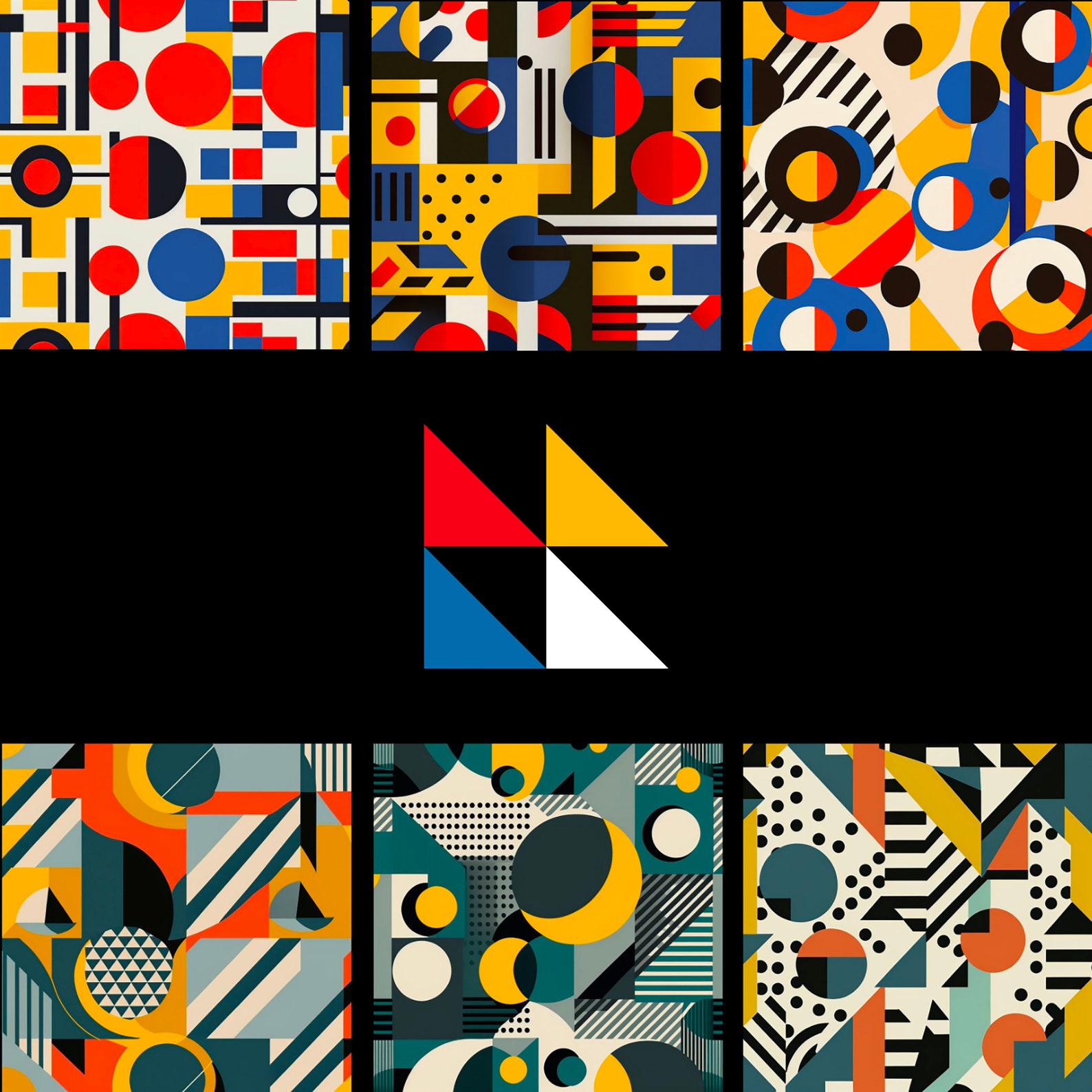 Printable Bauhaus Digital Patterns, Printable Scrapbook Papers, Bauhaus ...