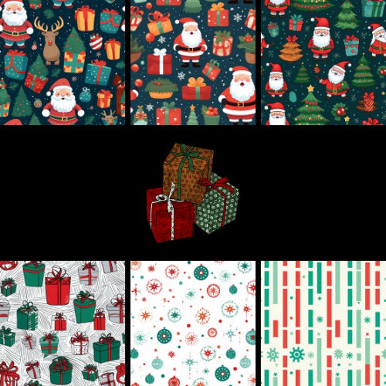 Printable Christmas Digital Patterns, Printable Scrapbook, Christmas ...