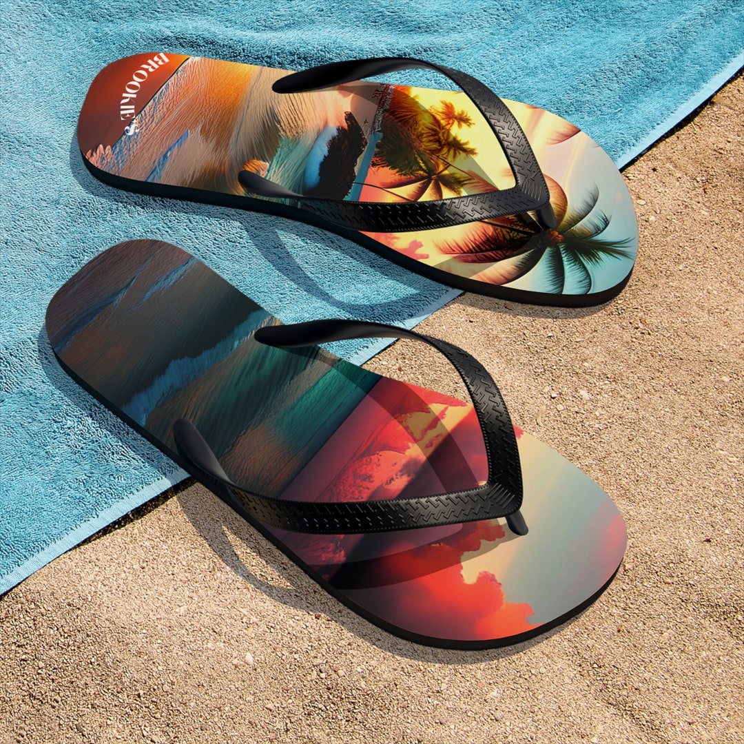 His and Her Unisex Flip Flops, Beachy Design Sandals, Comfortable Slip ...