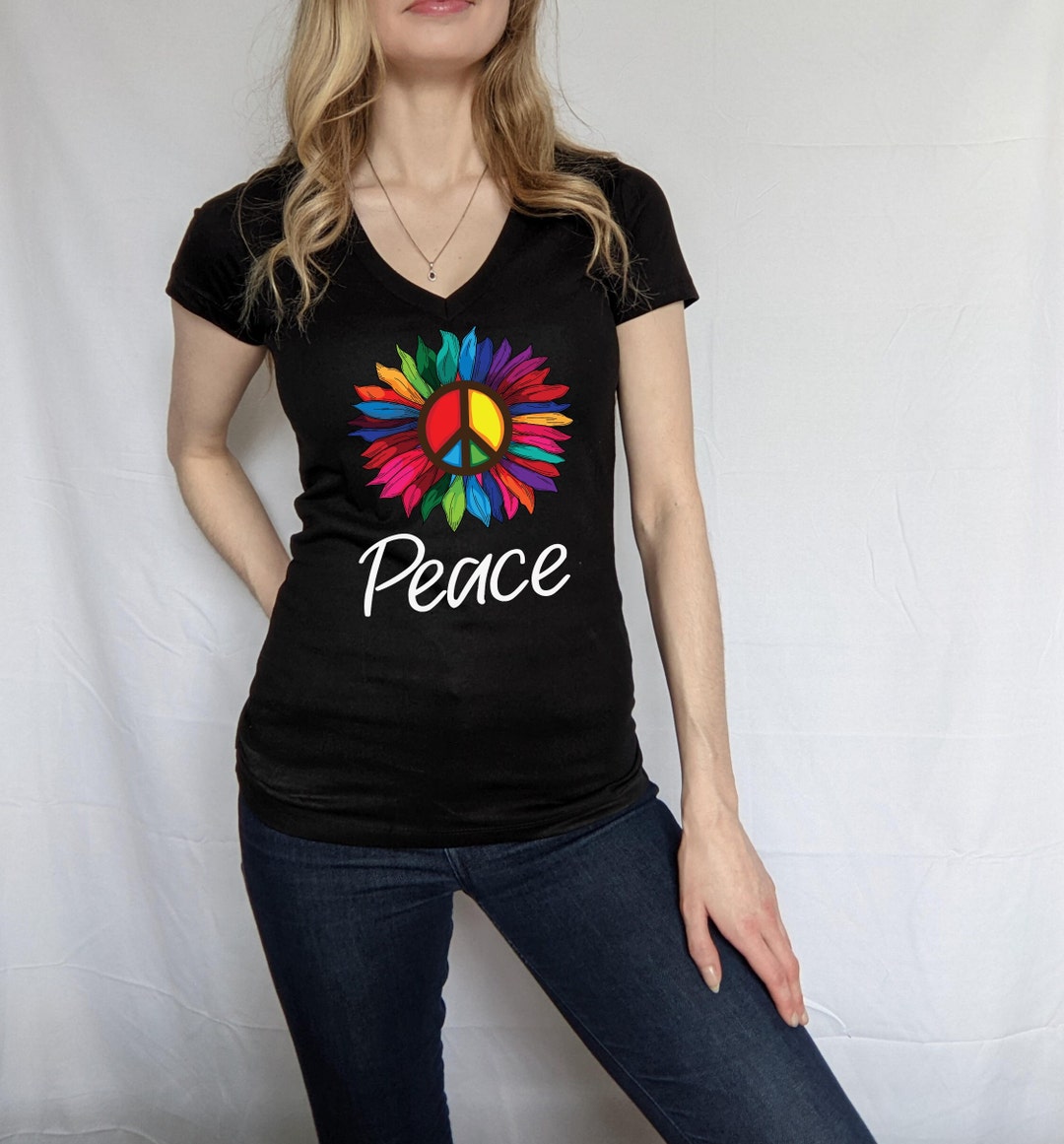 Peace Sign Shirt, Girls Peace Shirt, Retro Peace Sign T Shirt Gift for ...