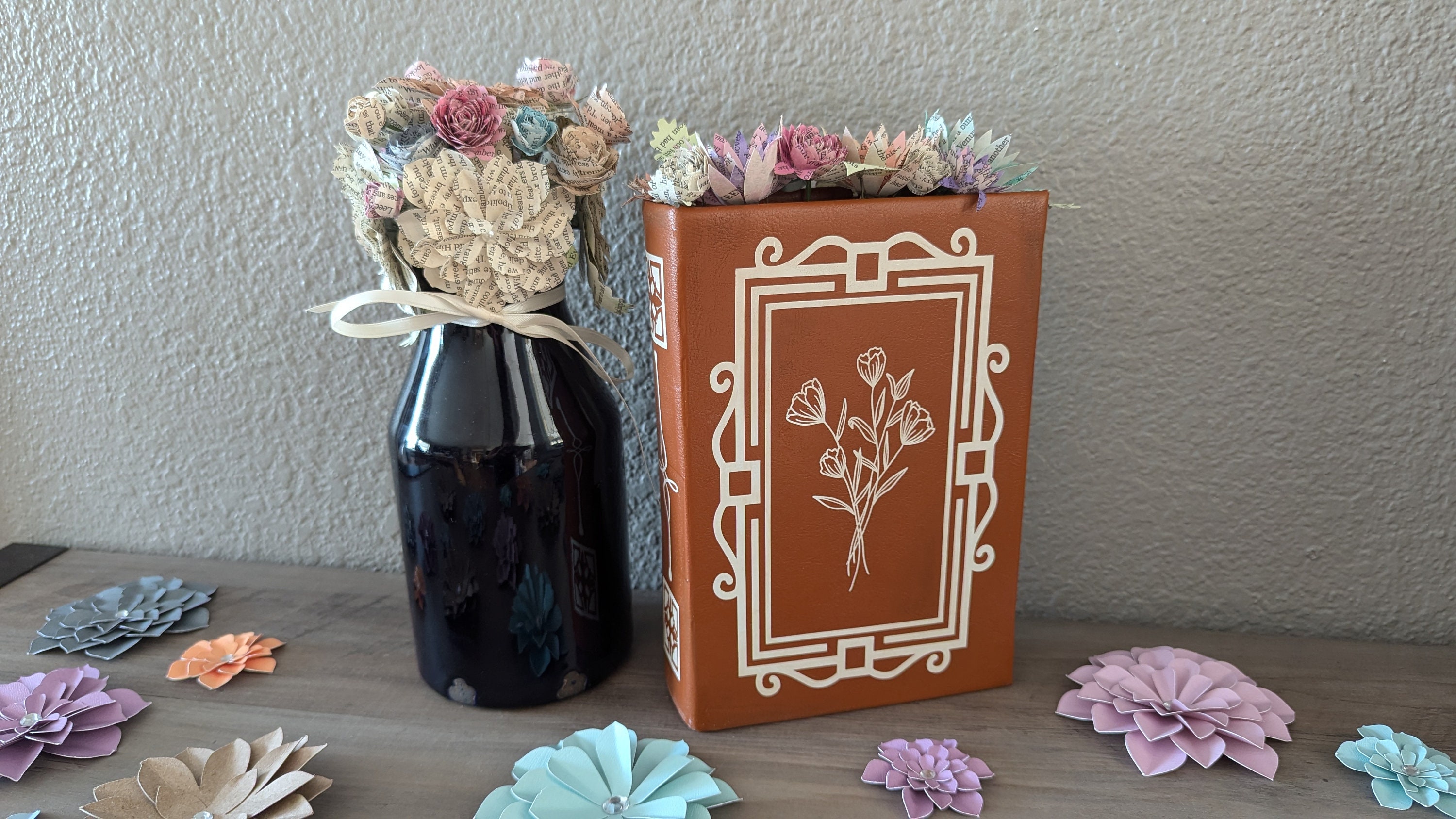 Book Flower Bouquet, Paper Flower Bouquet, Book Flower Vase, Paper ...