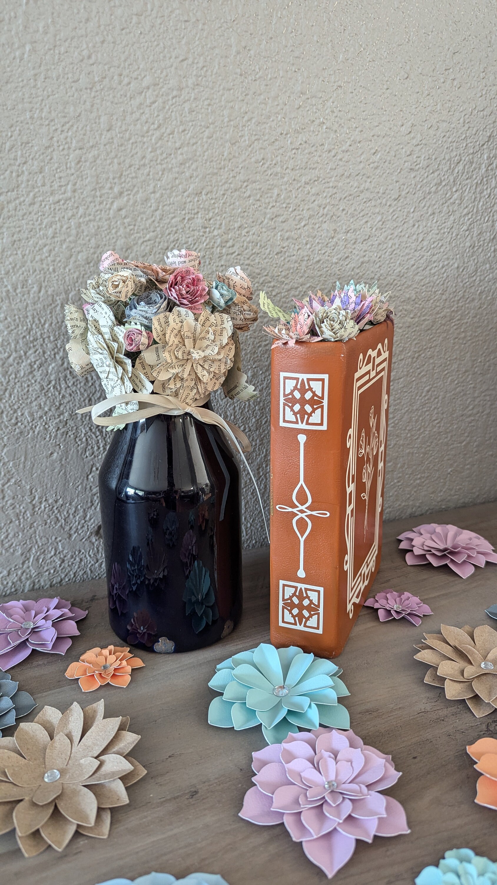 Book Flower Bouquet, Paper Flower Bouquet, Book Flower Vase, Paper ...