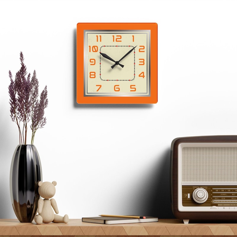 Orange Clock - Etsy