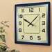 Navy Blue Art Deco Wall Clock, Vintage Look, Retro, Aesthetic, Square ...
