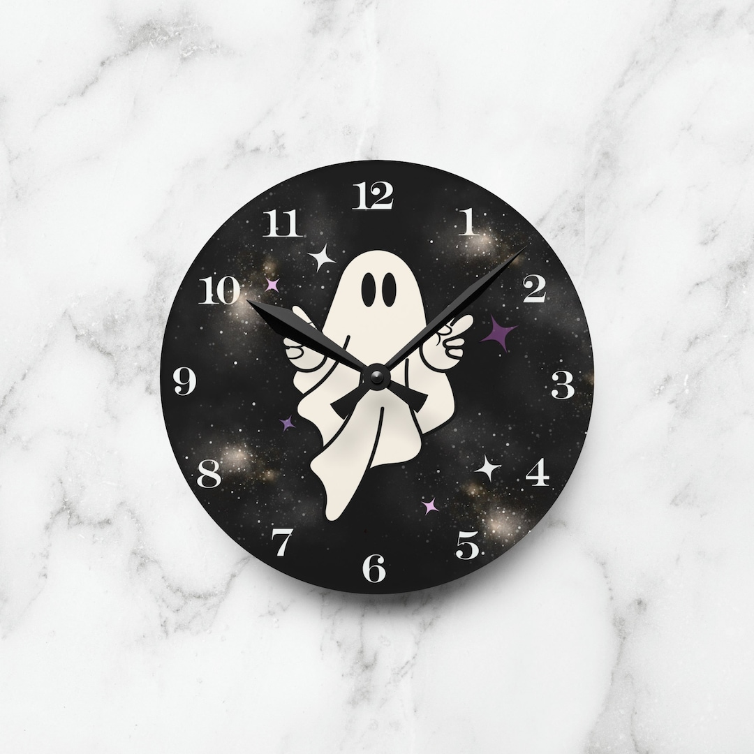 Spooky Ghost Halloween Wall Clock, Unique, Round, Square, Rectangle ...