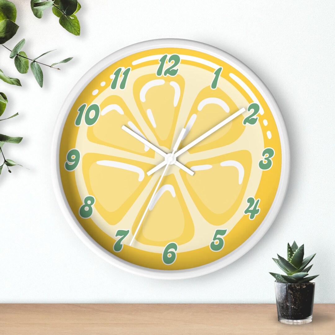 Lemon Wall Clock With Plexiglass, Unique, Fruit, Fun Clock, Round, Cute ...