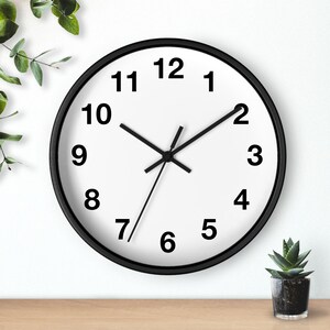 Simple Classic Wall Clock, Black, White, Wooden, Minimalist, Simplistic ...