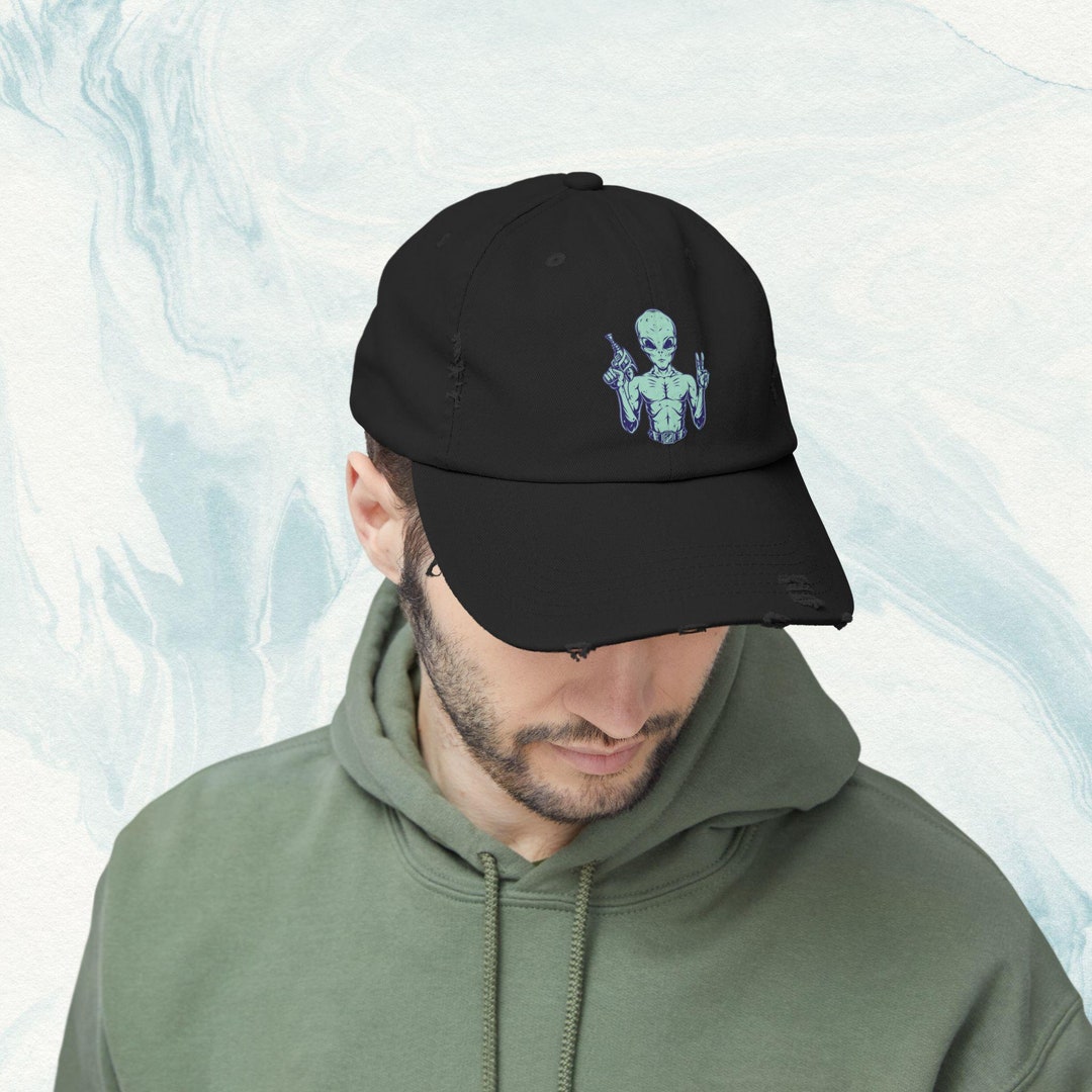 Distressed Alien Dad Cap: Retro Low Profile Cotton Twill Hat - Etsy