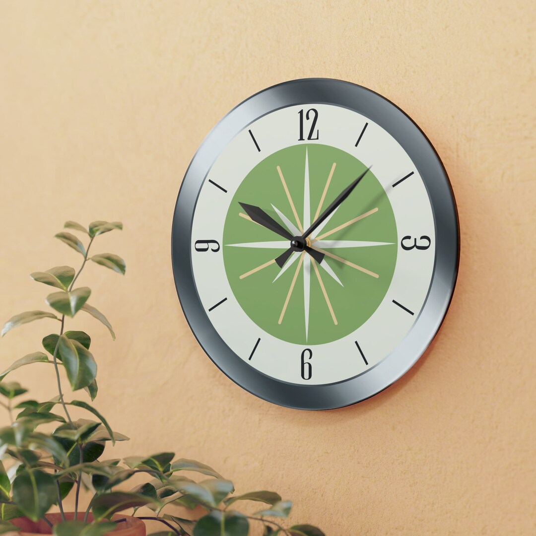 Retro Sage Green Wall Clock: Vintage Art Deco Style - Etsy
