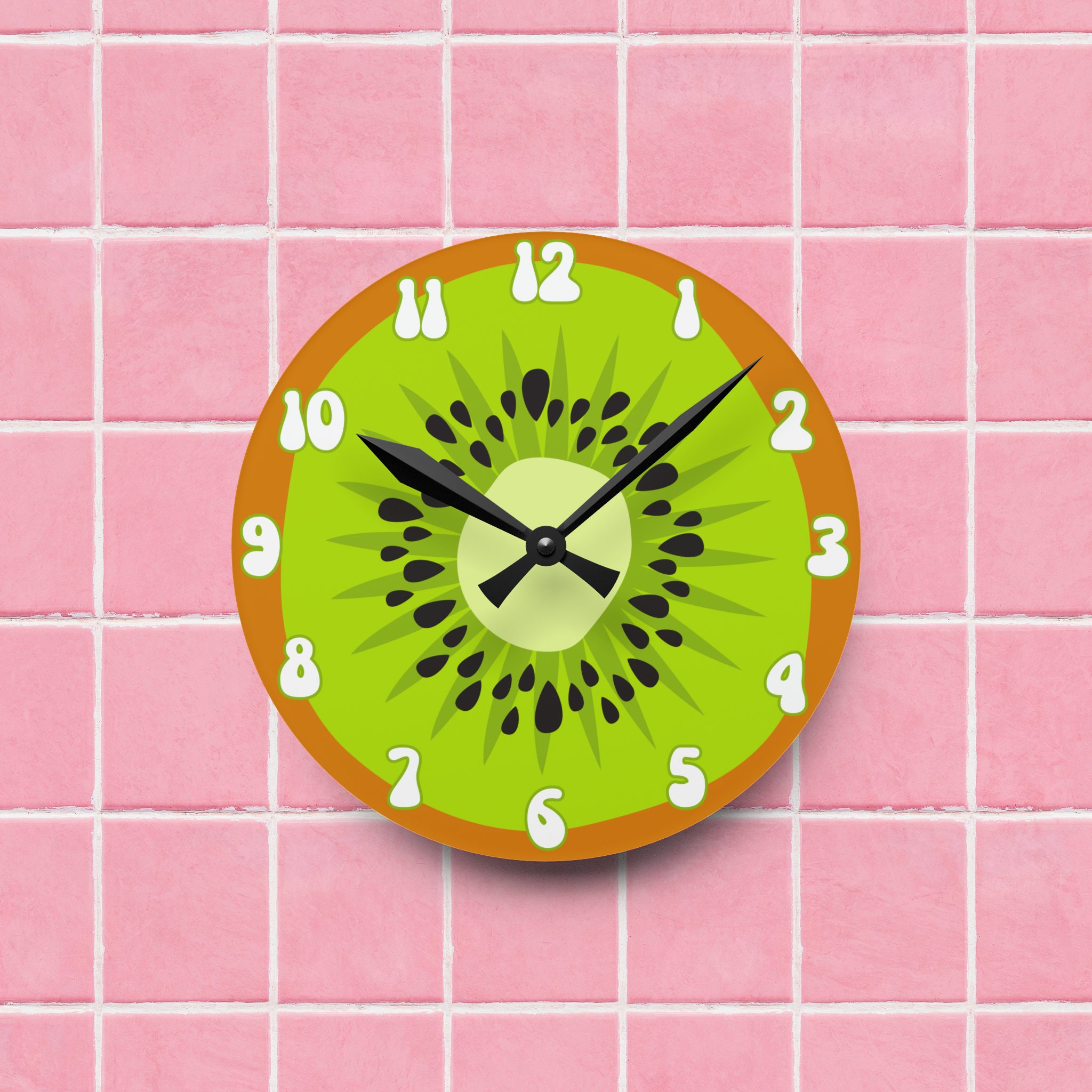 Kiwi Wall Clock Fruit Fun Silly Modern Round Cute - Etsy