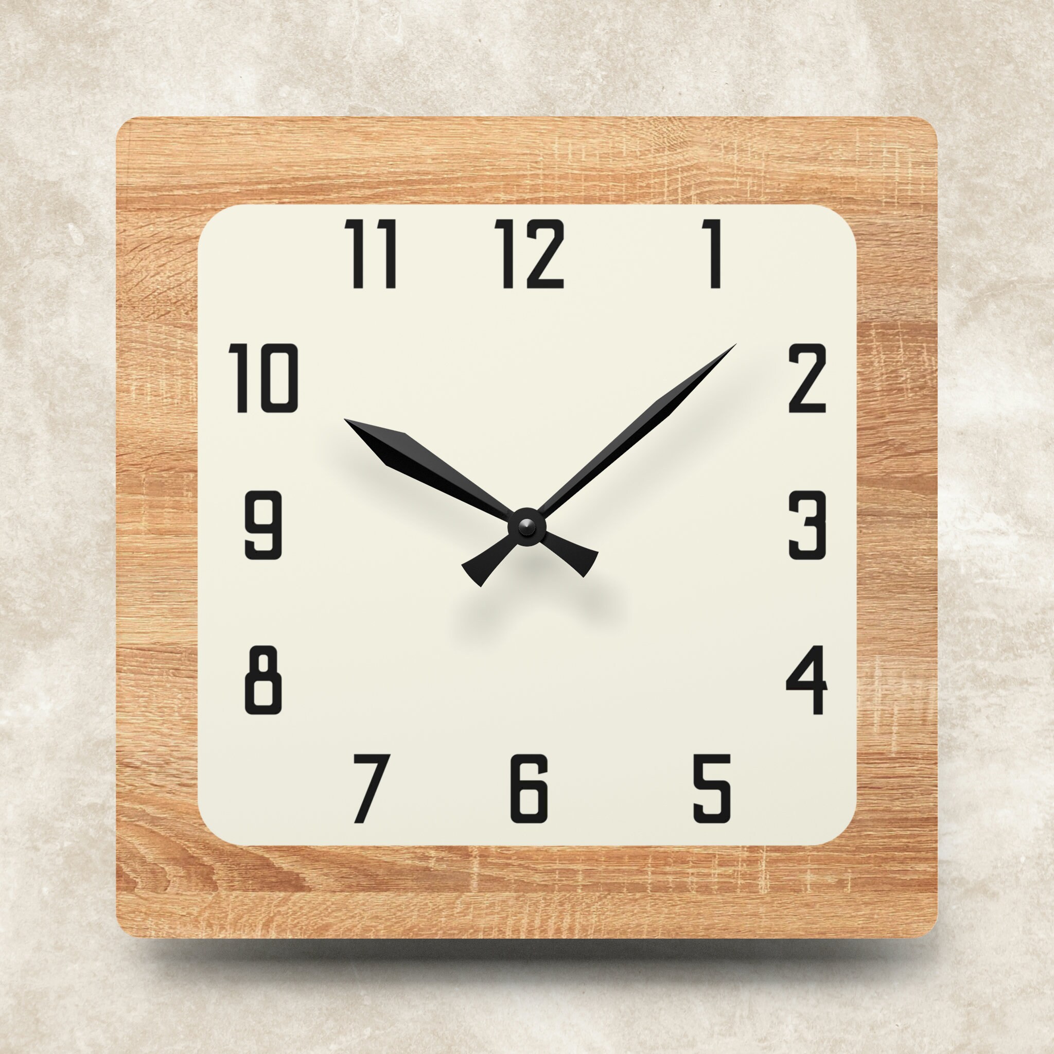 Simplistic Wooden Style Square Clock, Minimalist, Rectangle, Trendy ...