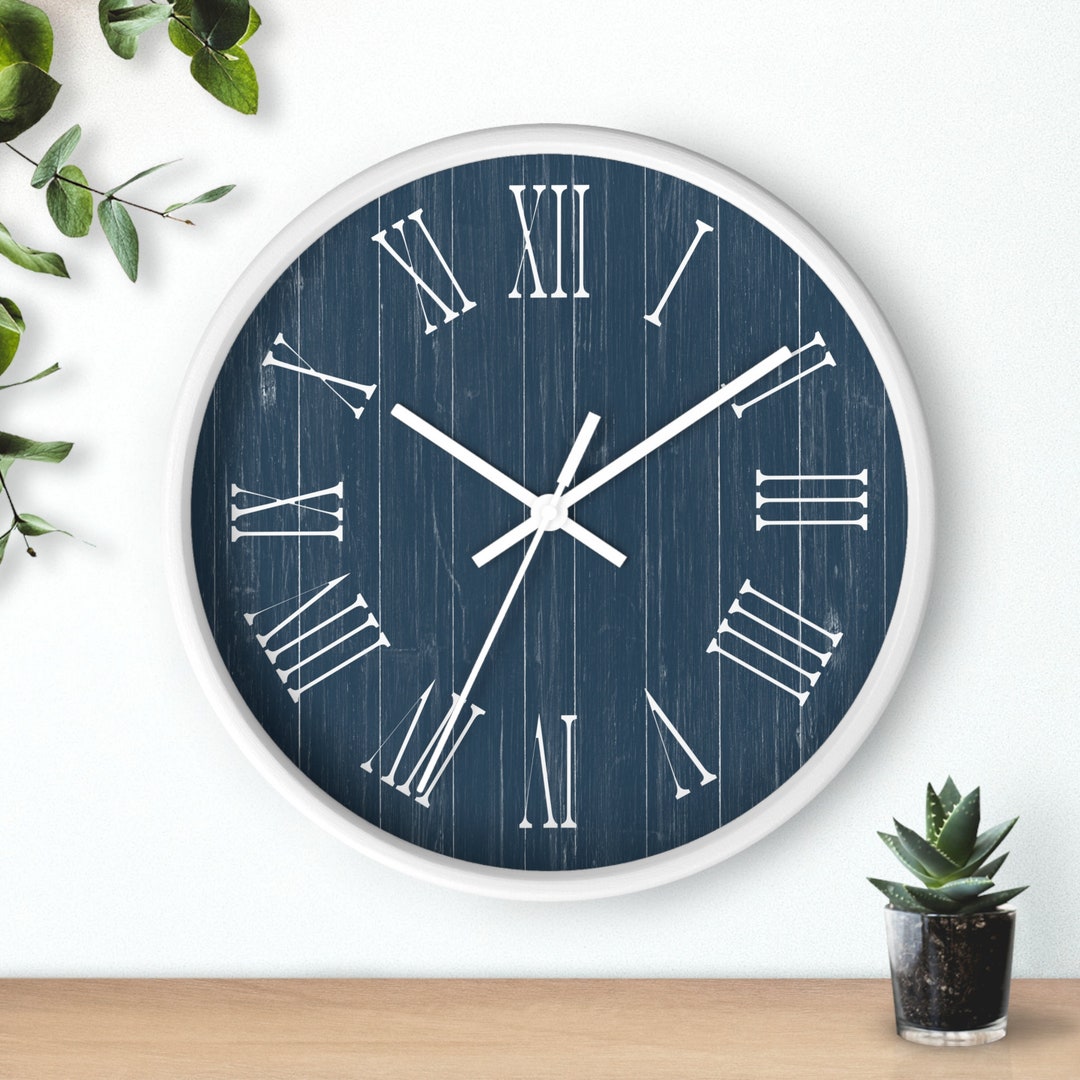 Blue Wooden Aesthetic Clock, Unique, Modern, Rustic, Trendy, Home Decor ...