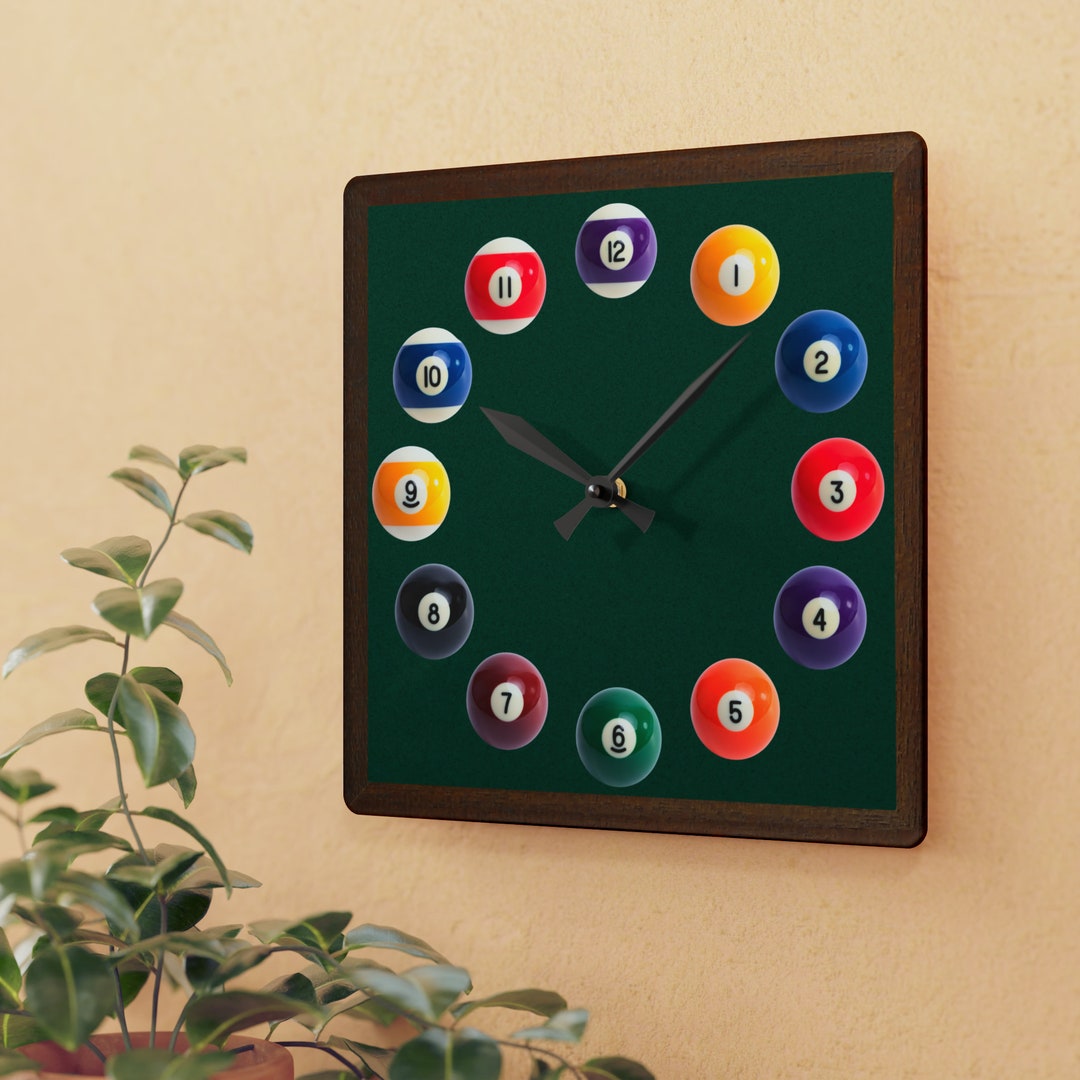 Pool Table Wall Clock: Acrylic Billiards Game Room Decor - Etsy