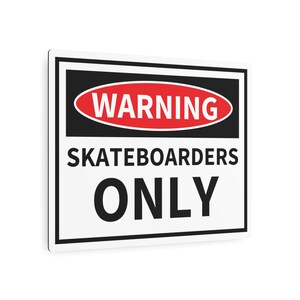 Skateboard Wall Art, Warning Skateboarders Only, Kids Room Decor ...
