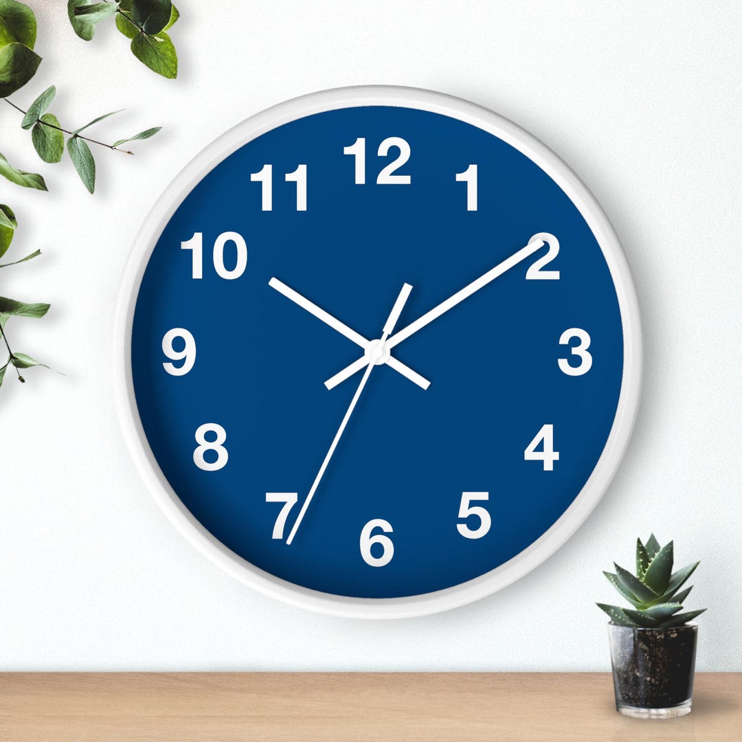 Deep Blue Clock, Modern Clock., Aesthetic, Stylish, Round, White Clock ...