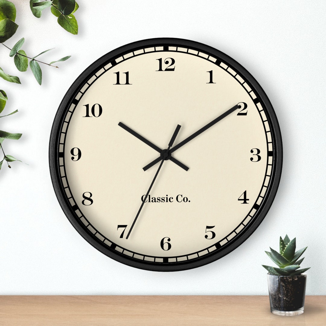 Minimalist Black Wall Clock With Wooden Frame, Aesthetic, Simplistic ...