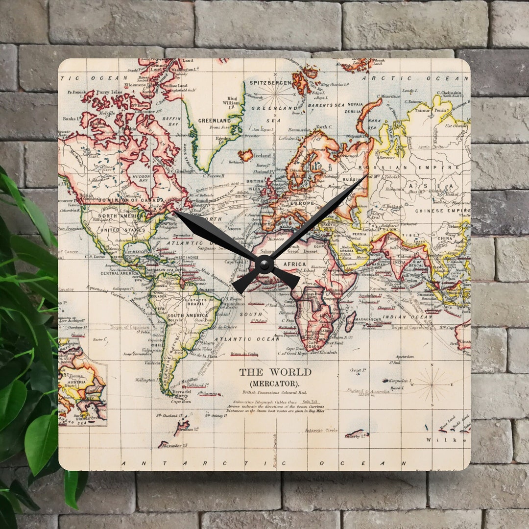 World Map Clock Round Clock Rectangle Clock Square Clock - Etsy