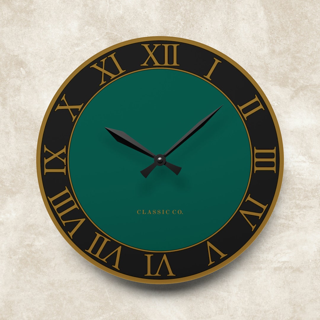 Vintage Green Wall Clock, Antique Clock, Retro Clock, Unique, Modern ...