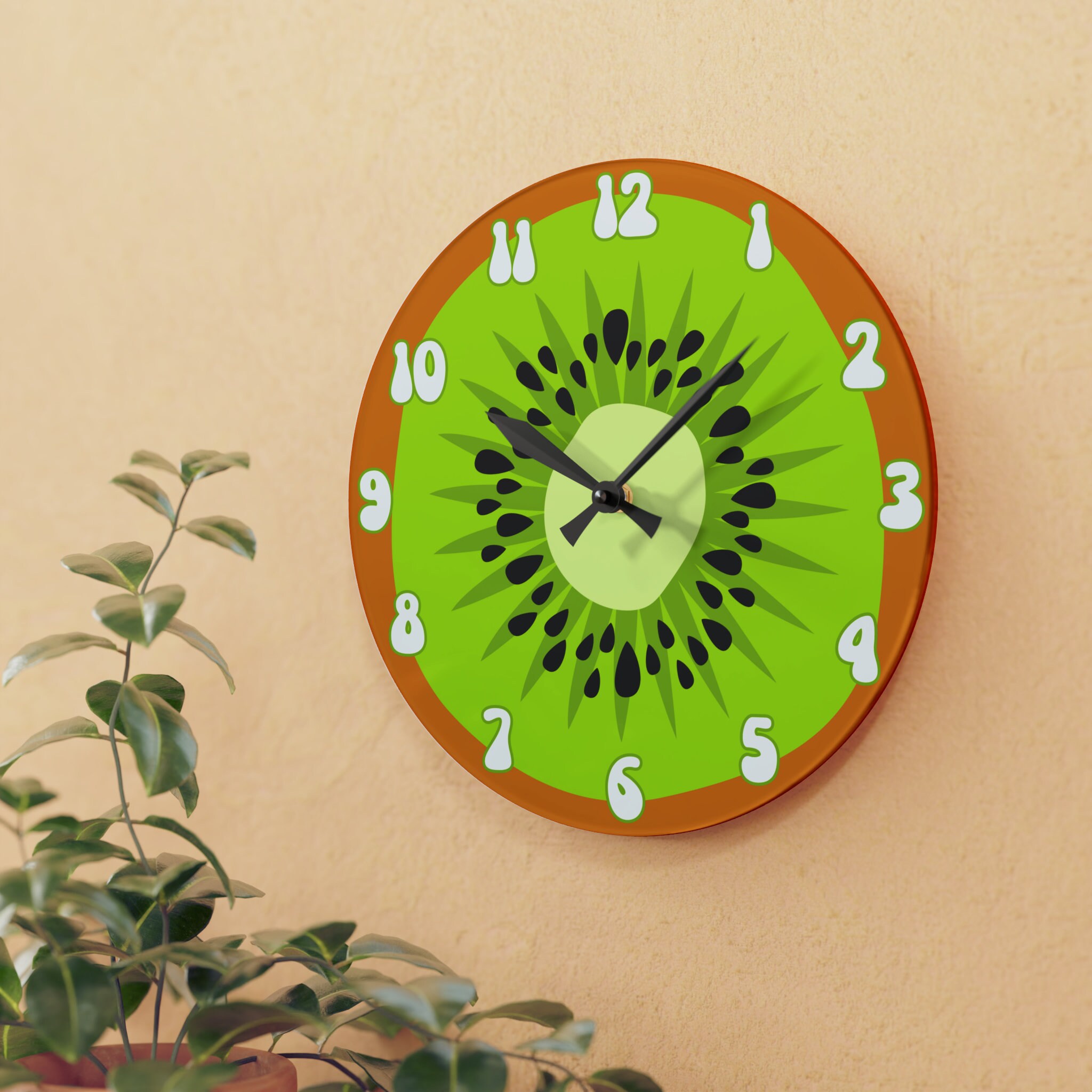 Kiwi Wall Clock Fruit Fun Silly Modern Round Cute - Etsy