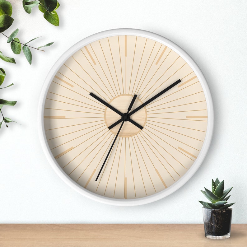 Beige Simplistic Wall Clock, Multiple Colors, Round, Modern, Unique ...