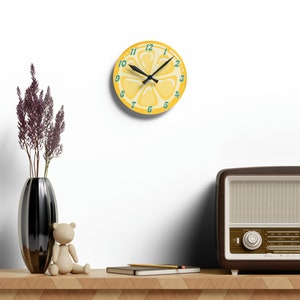 Lemon Wall Clock, Unique, Fruit, Fun Clock, Round, Cute, Trendy, Room ...