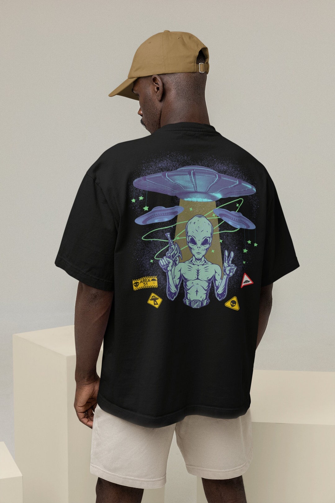 Alien Tshirt, Space Tshirt, Front and Back, Gift for Him, Aliens, Outer ...