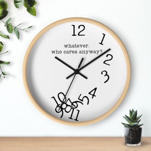 Funny Simplistic Wall Clock With Wooden Border, Unique, Modern, Fun ...